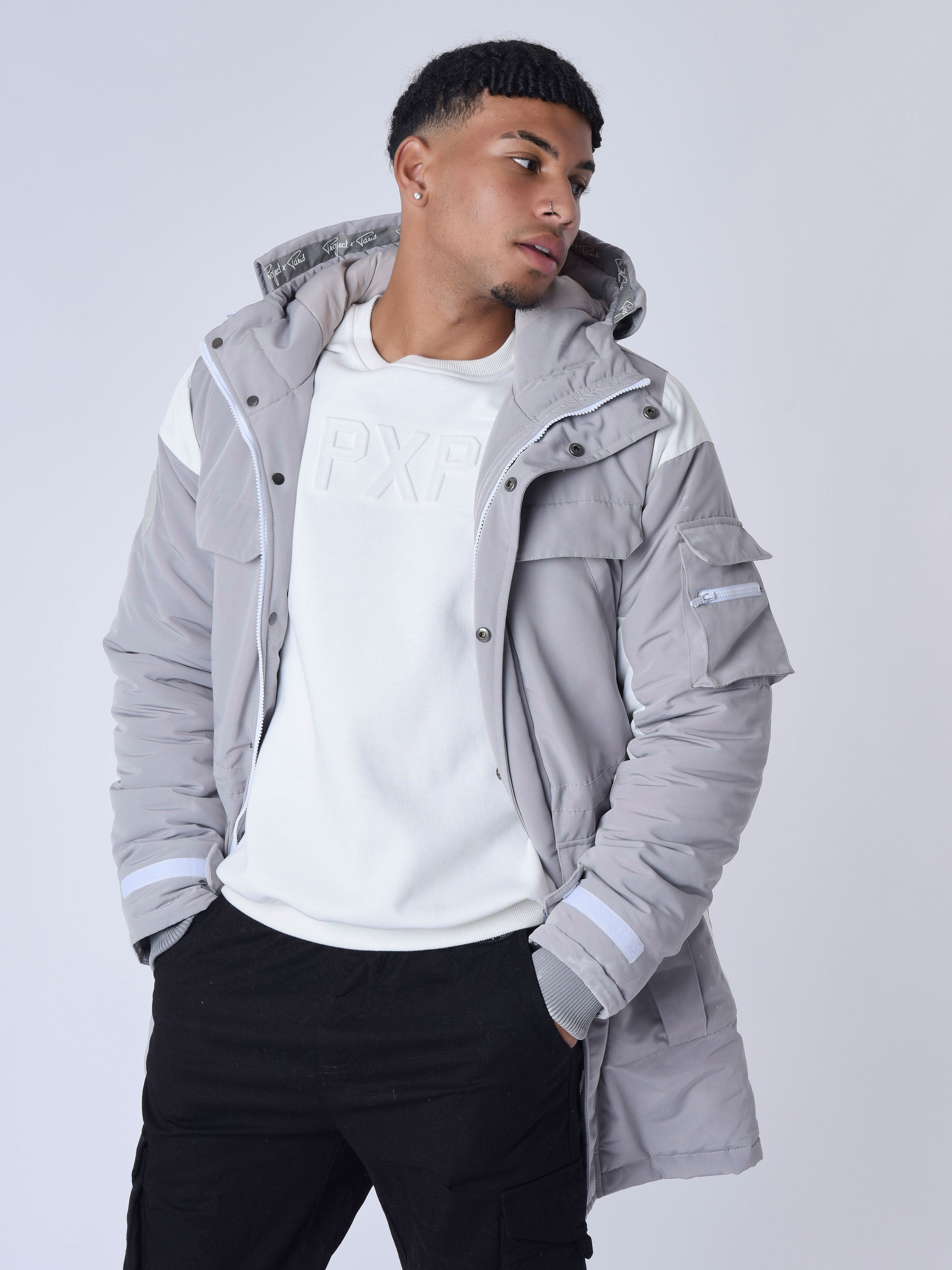 Basic mid-length multi-pocket parka – PXP