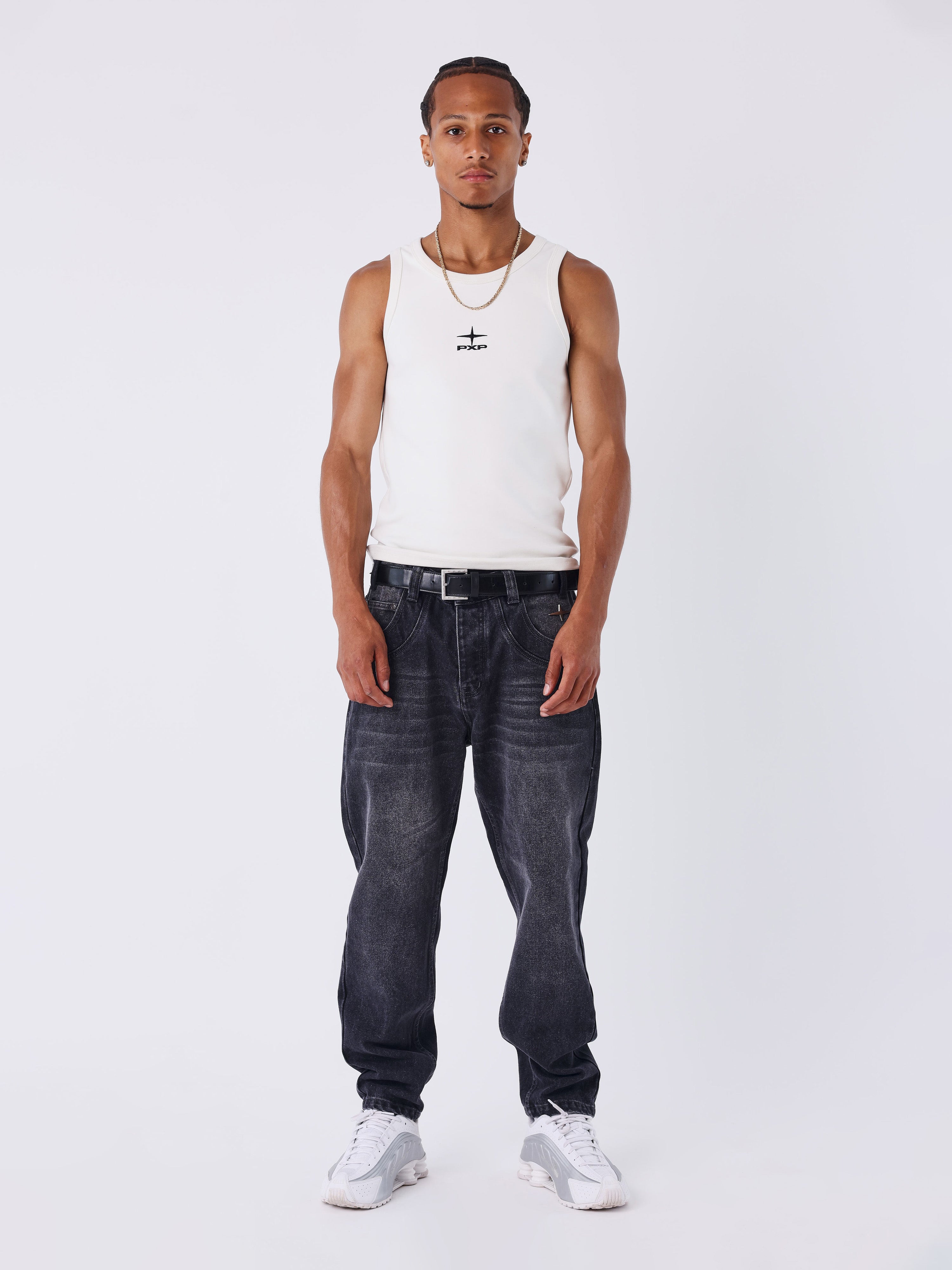 Slim jeans in faded black denim – PXP