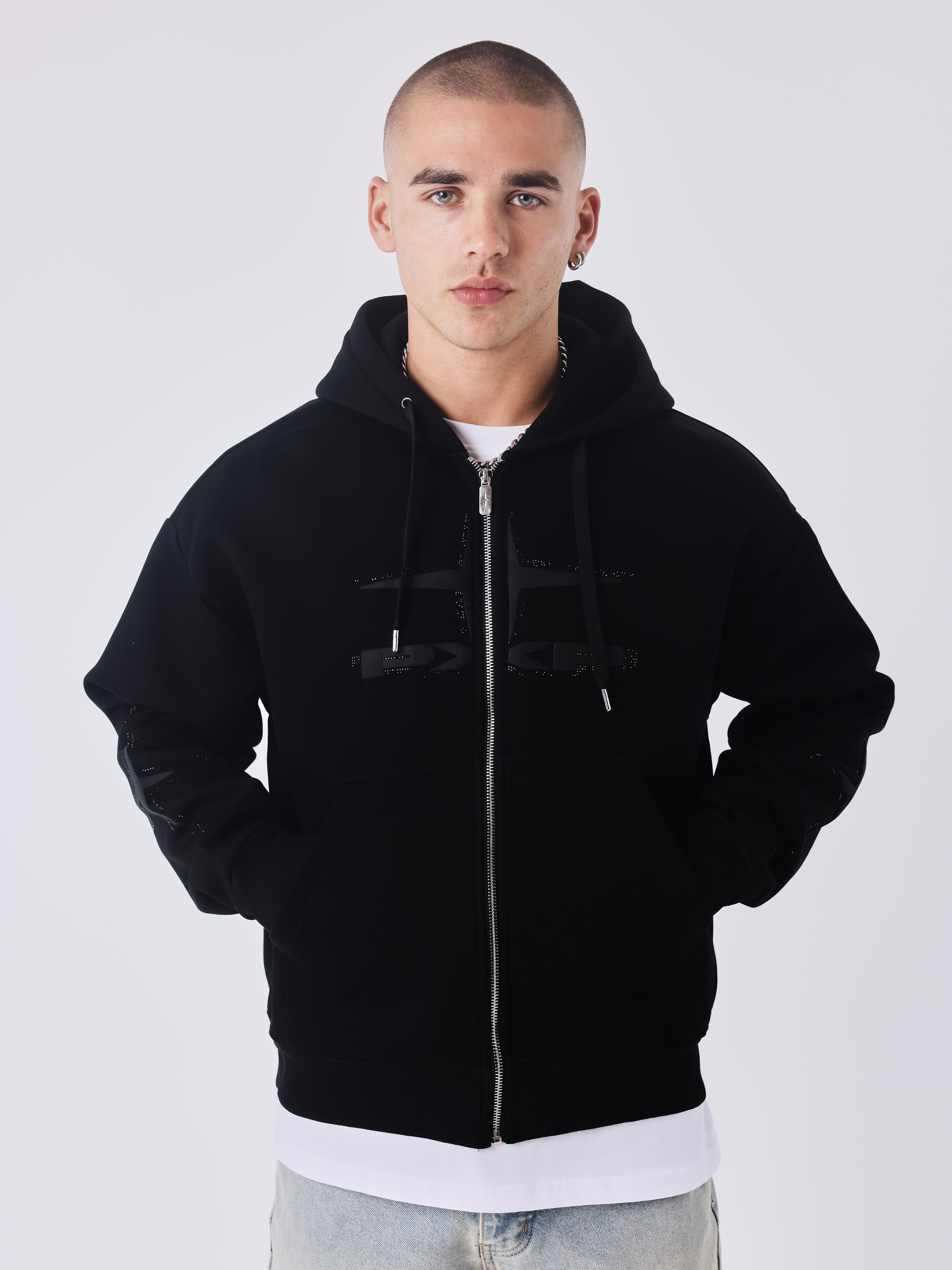 Sweat à capuche zippé Strass – PXP